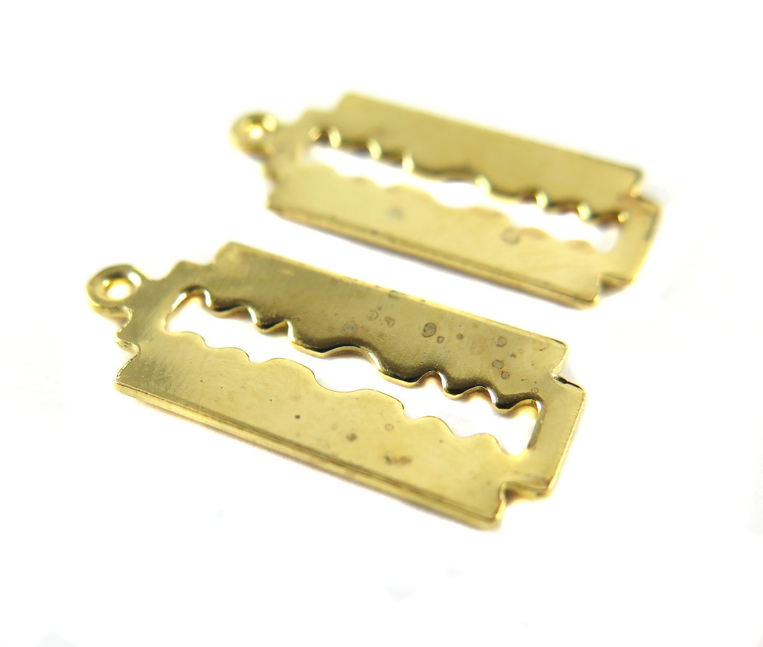 Vintage Style Gold Plated Razor Blade Engraving Charms Dull | Etsy