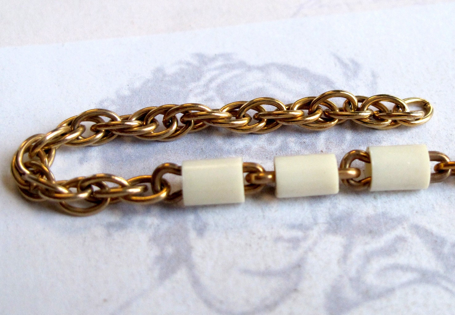 Vintage Gold Plated Rope Chain With Plastic Tube Beads 3 | Etsy