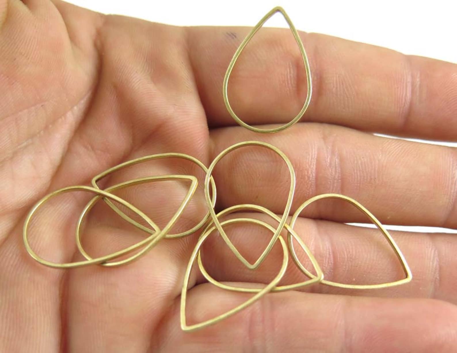 Raw Brass Teardrop Shape Wire Charms 24x K200-A | Etsy