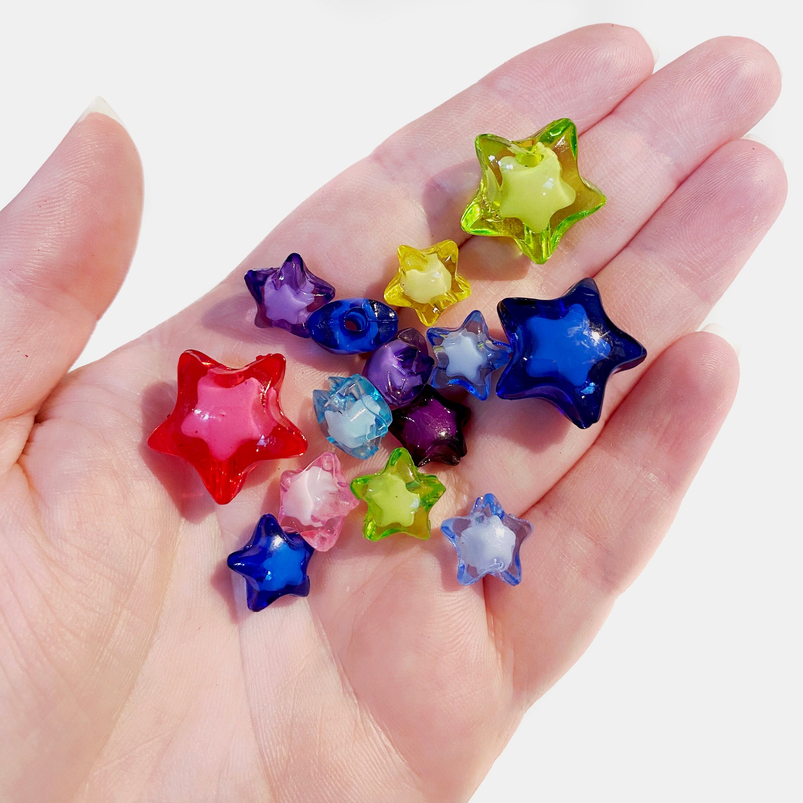 Large Rainbow Plastic Star Beads (36x) (B627) - Etsy