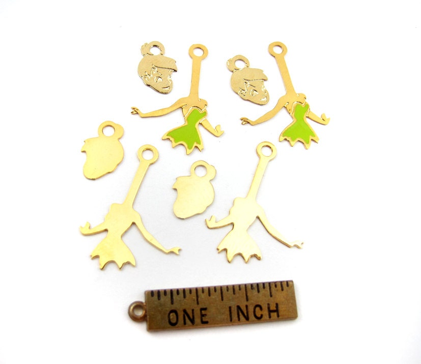 Peter Pan Gold Plated Disney Character Charms - TINKERBELL (8 Sets ...