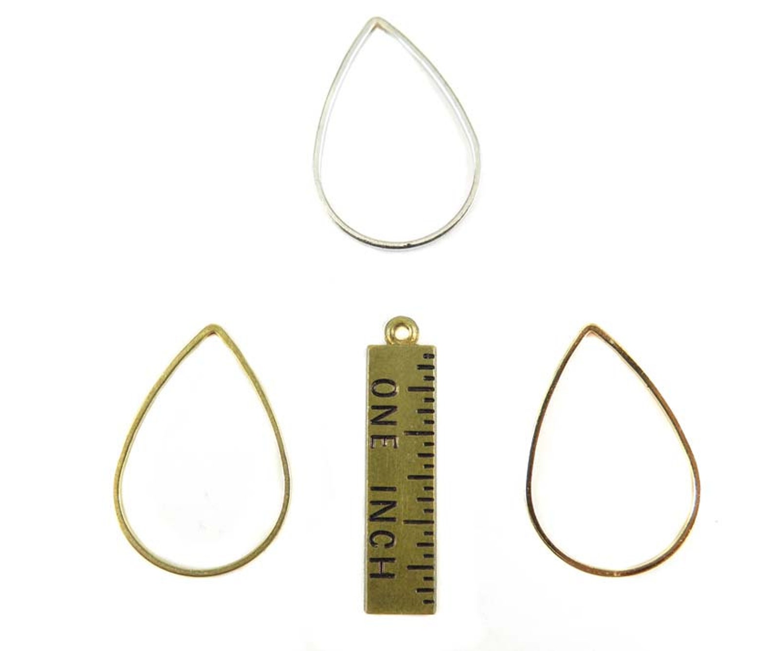 Raw Brass Teardrop Shape Wire Charms 24x K200-A - Etsy