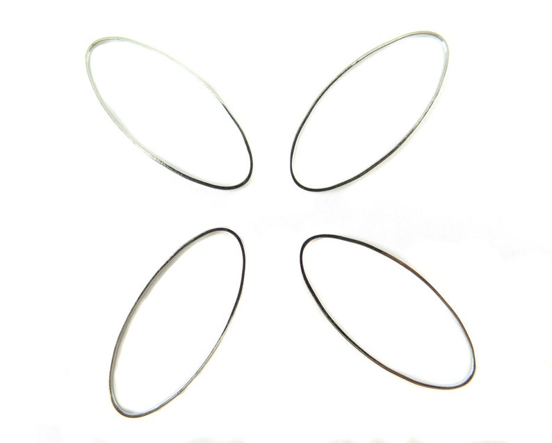 Rhodium Plated Oval Shape Wire Charms 12x K204-B | Etsy