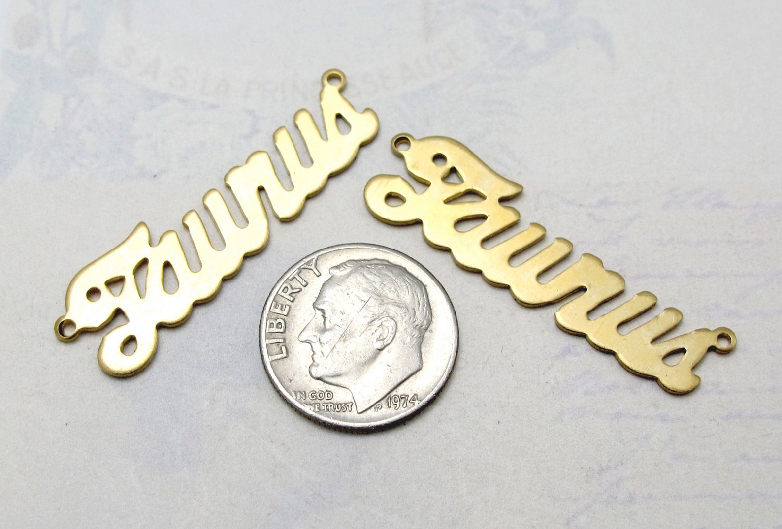 Brass Astrological Name Plate Pendants Taurus 2X A605-A | Etsy