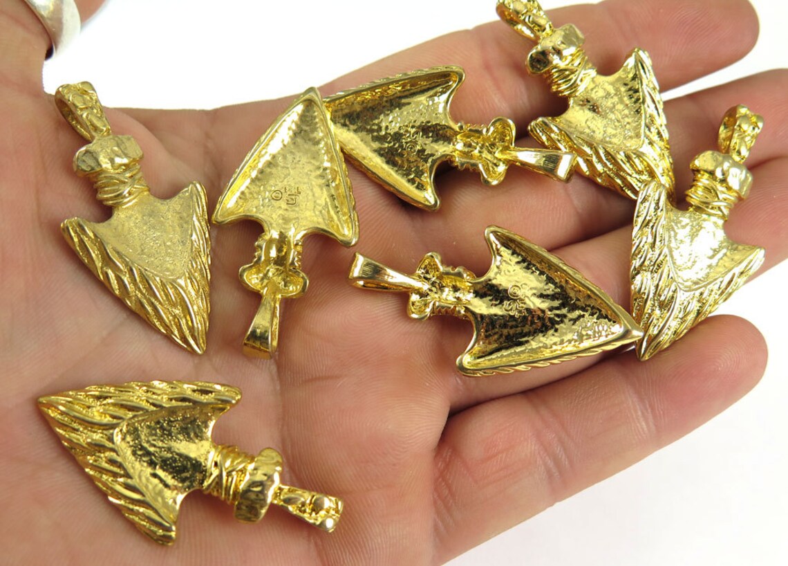 Vintage Gold Plated Arrowhead Pendants with a Bail 2X V324 | Etsy