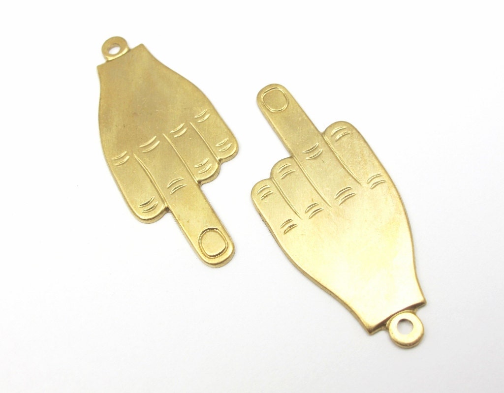 Large Brass Middle Finger Engraving Pendants 2X M709-A | Etsy