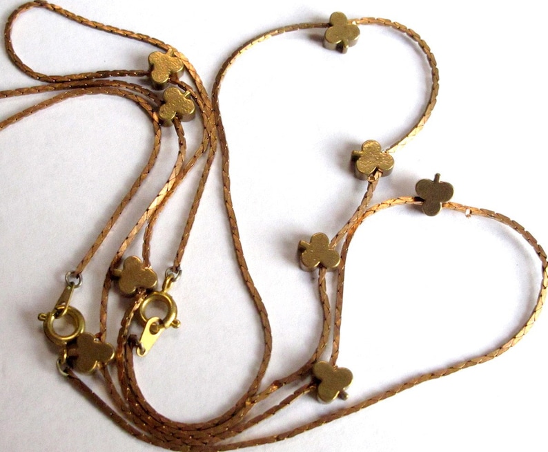 Vintage Brass 3 Leaf Clover Snake Chain Necklaces 2X C592 - Etsy