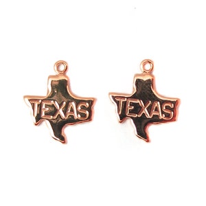 Engraved Tiny ROSE Gold Plated on Raw Brass Texas State Charms (2X ...