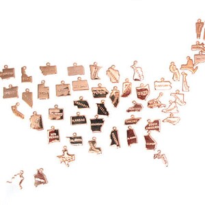 Engraved Tiny ROSE Gold Plated on Raw Brass Texas State Charms (2X ...