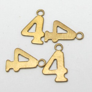 Raw Brass Number 4 Charms (10X) (A531) - Etsy