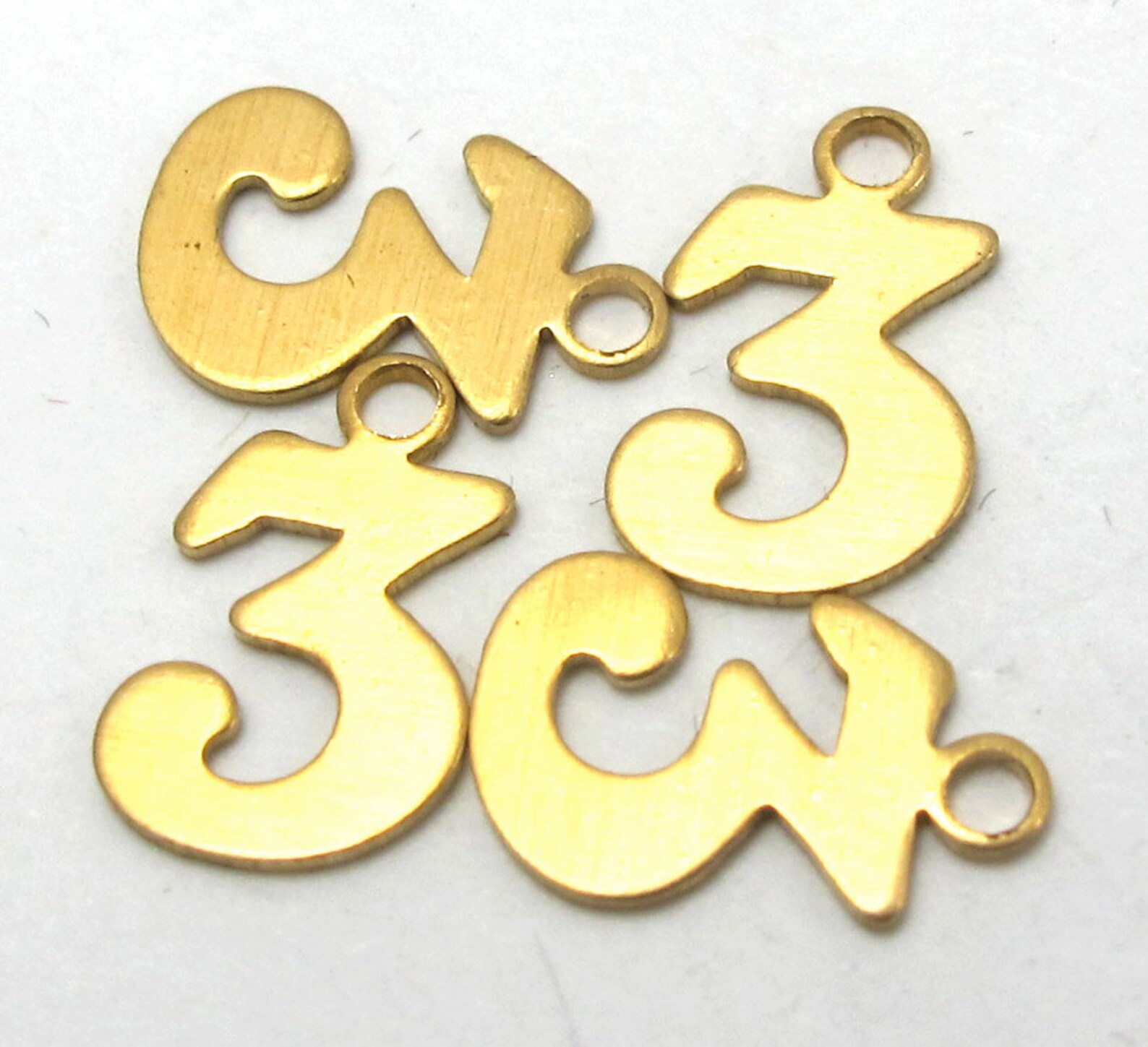 Raw Brass Number 3 Charms 10X A530 | Etsy