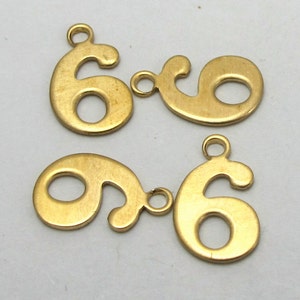 Raw Brass Number 6 Charms (10X) (A533) - Etsy