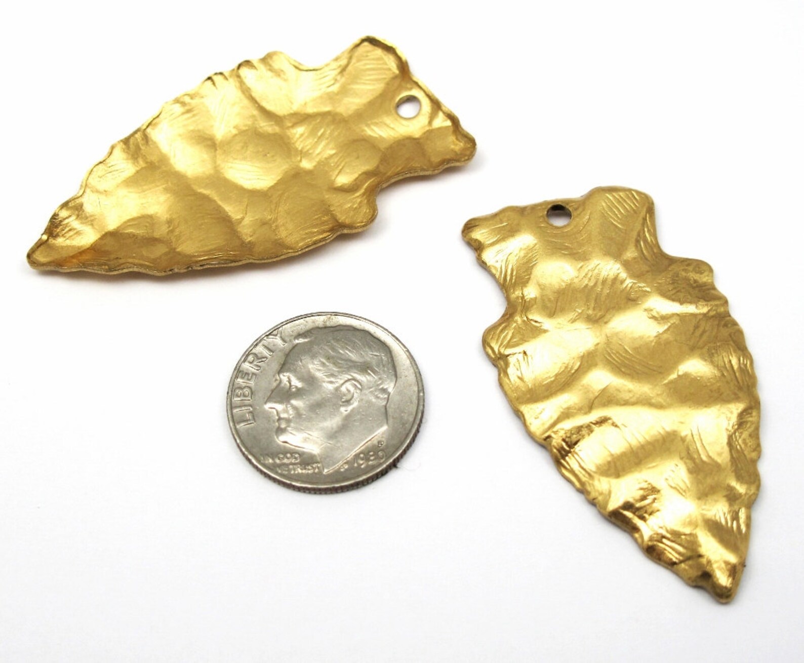 Large Brass Arrowhead Pendants (2X) (M650-A) - Etsy