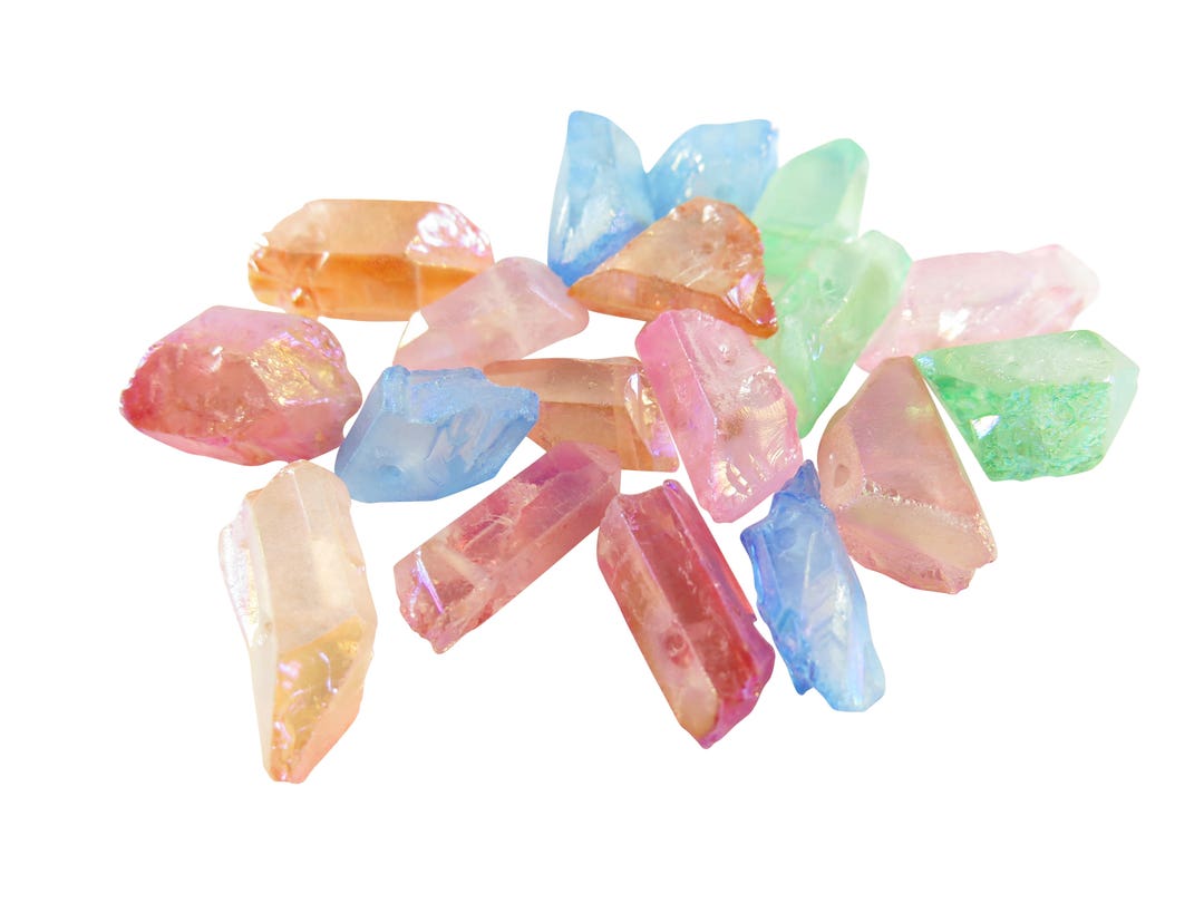Pastel Mix of Aura Coated Rough Quartz Beads 10x NS511 - Etsy