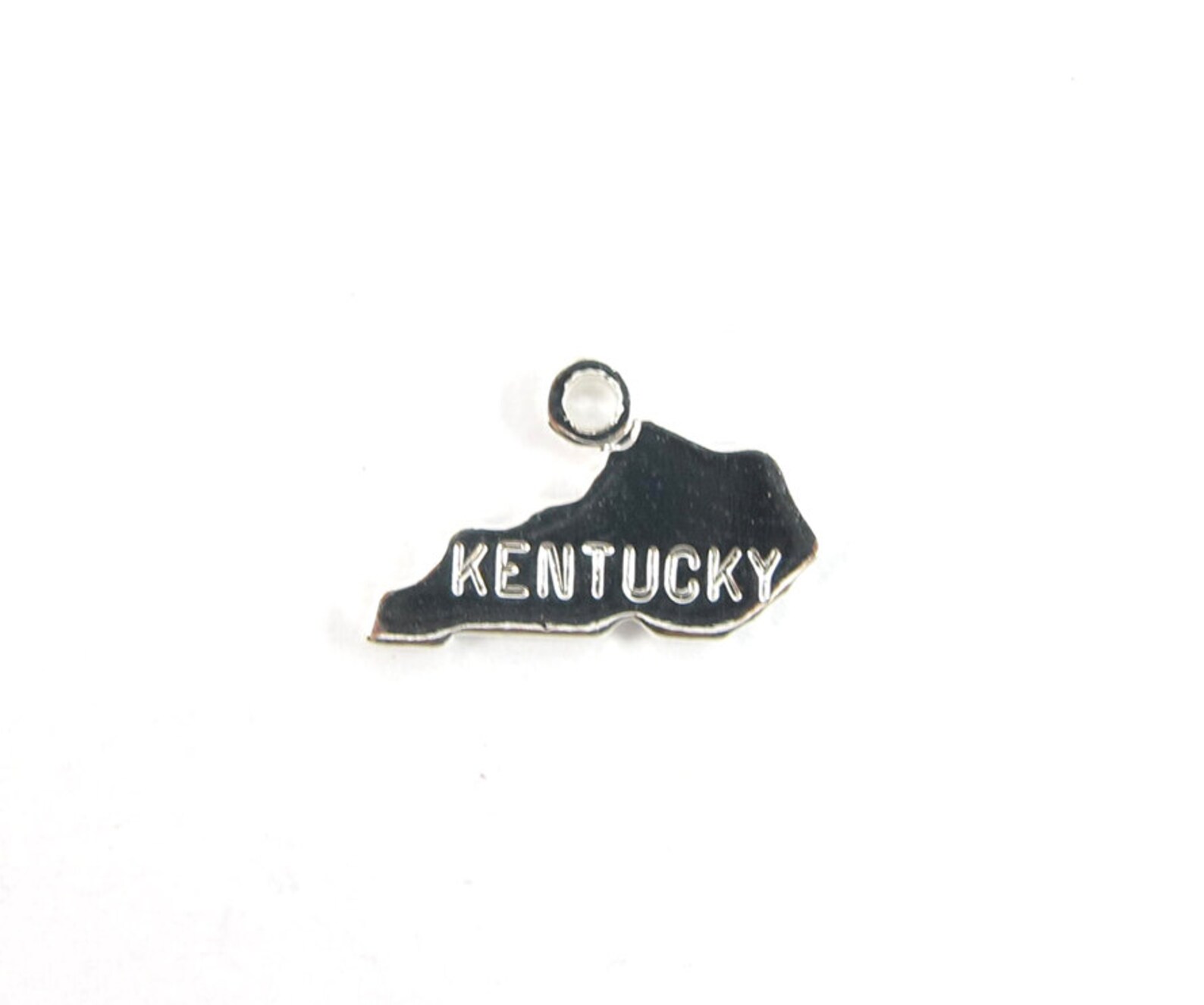 Engraved Tiny SILVER Plated on Raw Brass Kentucky State Charms - Etsy