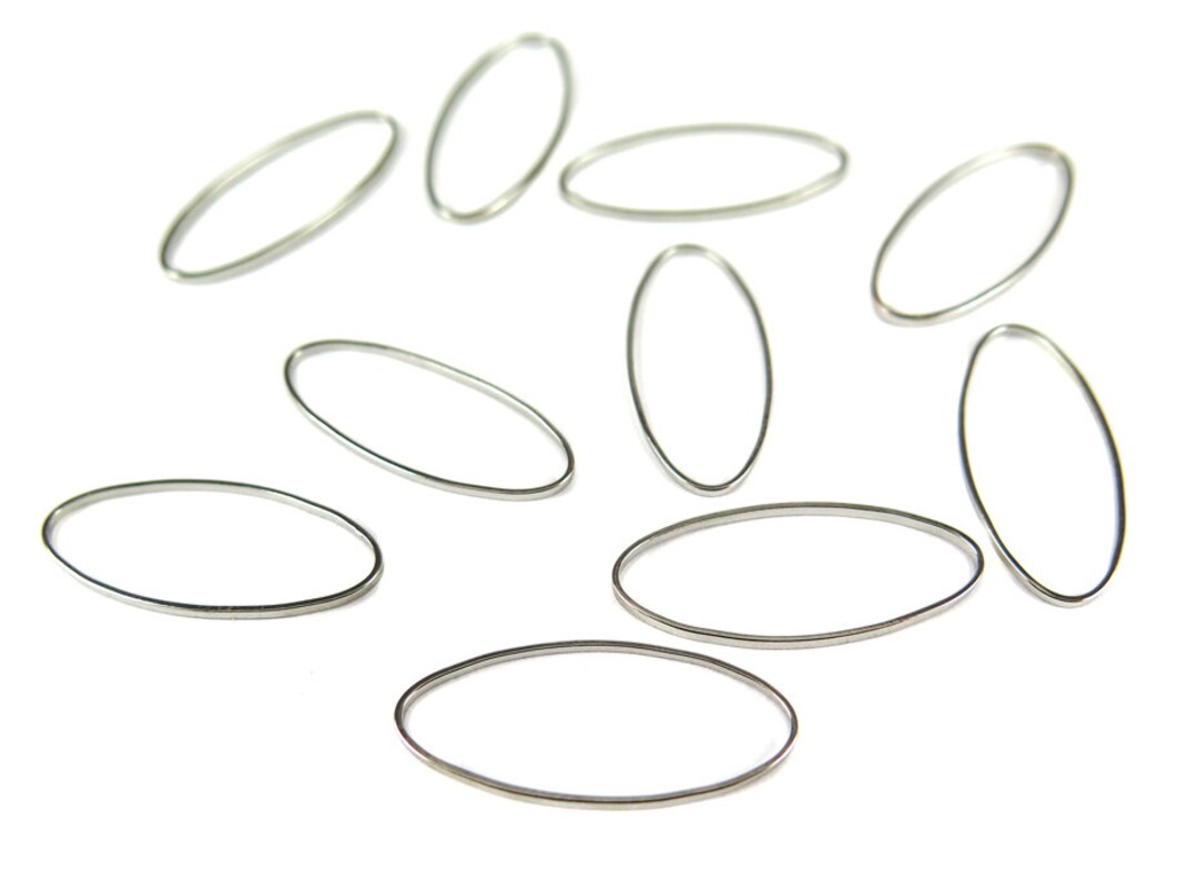 Rhodium Plated Oval Shape Wire Charms 12x K204-B - Etsy