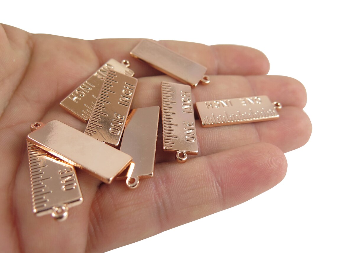 Rose Gold Plated One Inch Ruler Pendants 2X K601-D | Etsy