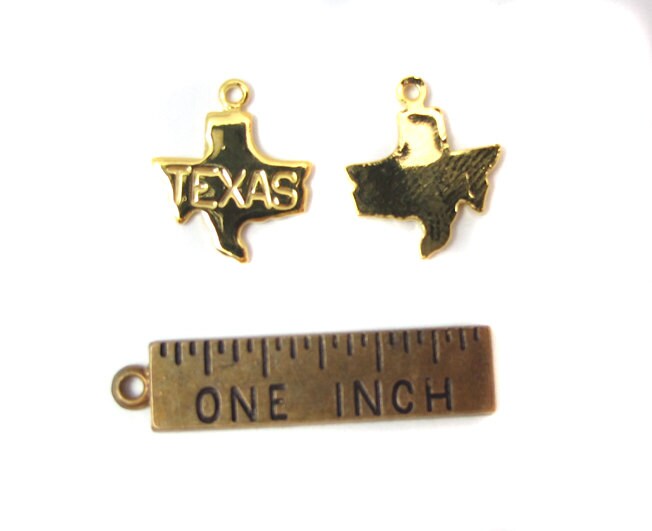 Engraved Tiny ROSE Gold Plated on Raw Brass Texas State Charms (2X ...