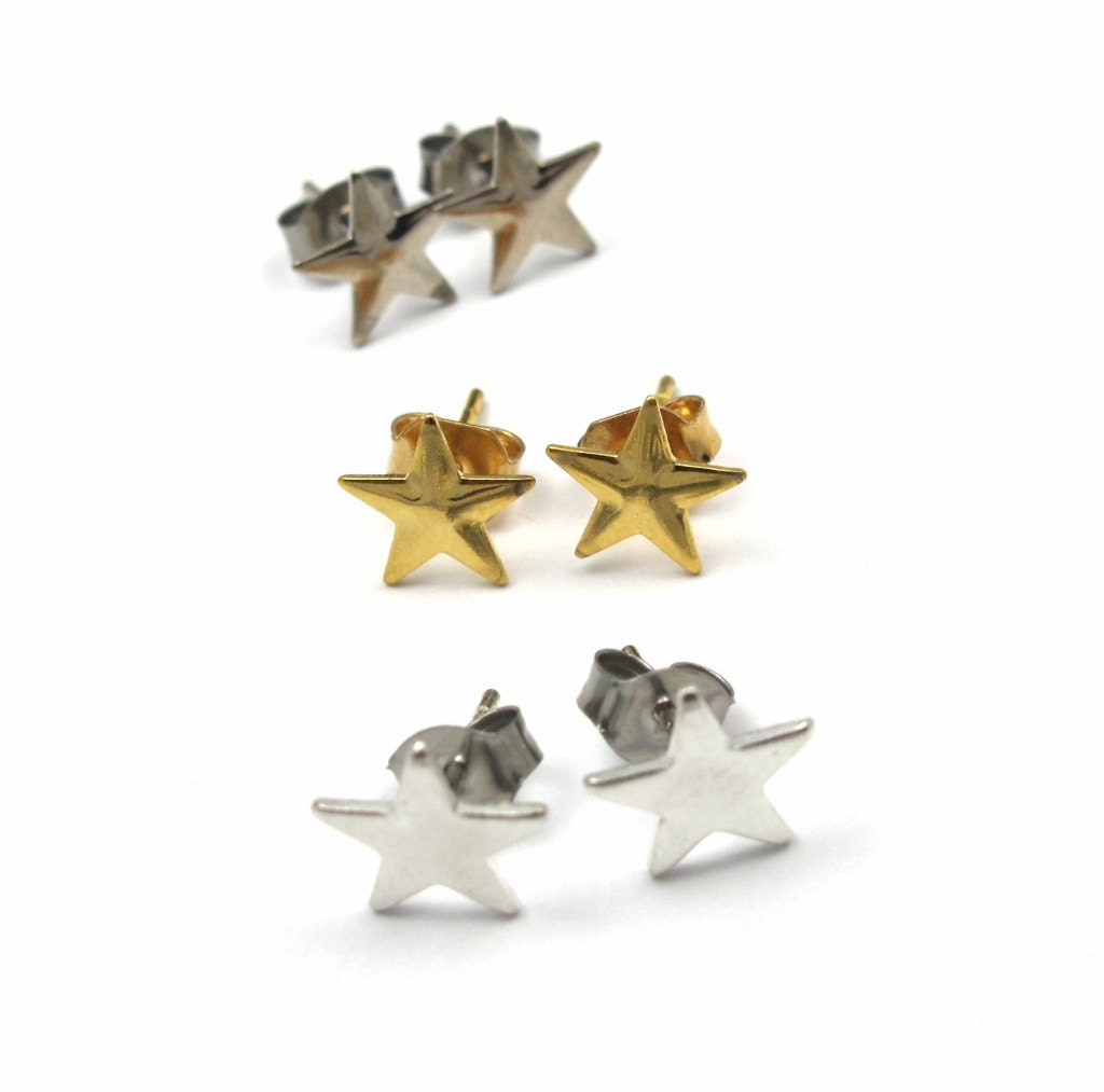 Vintage Assortment of Star Stud Earrings Gold Plated and | Etsy