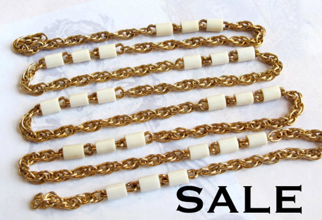 Vintage Gold Plated Rope Chain With Plastic Tube Beads 3 Feet C551 SALE ...