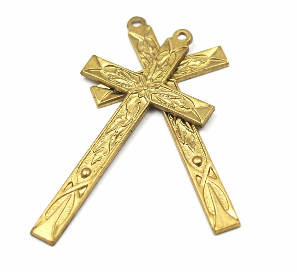 Decorative Brass Cross Pendants 2X M654-A | Etsy
