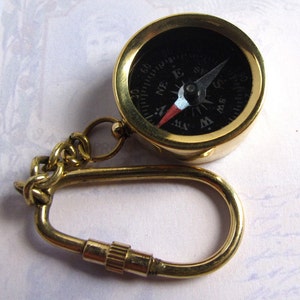Raw Brass Working Compass Key Chain / Pendant 1X J606 - Etsy