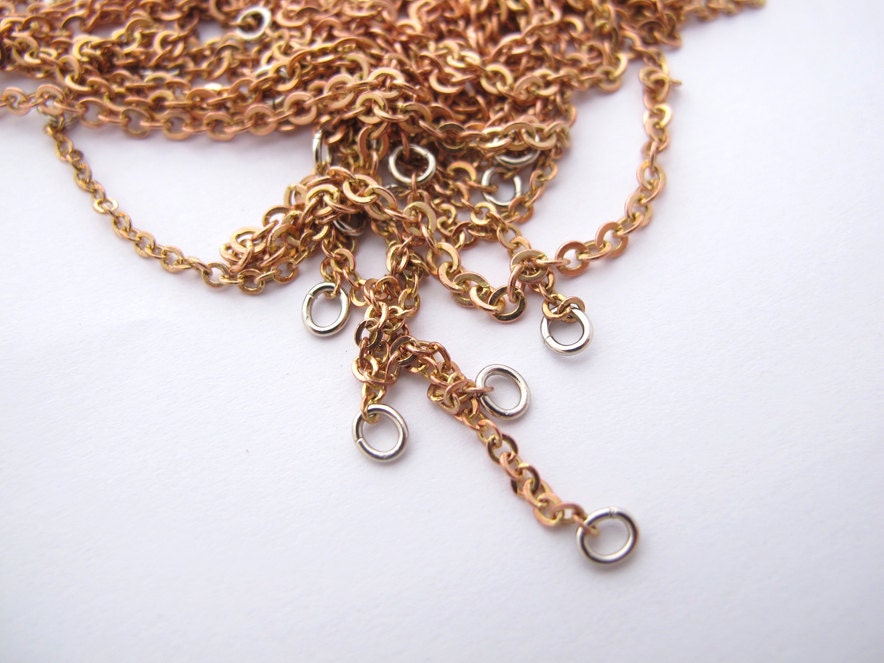 Shiny Vintage Red Brass Flat Cable Chain Necklace Findings 31 | Etsy