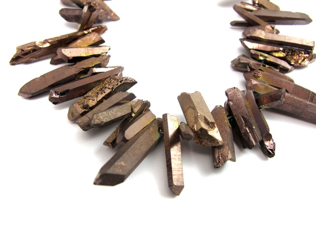 Electroplated Titanium Coated Rough Quartz Beads Brown Small 8x NS824 ...