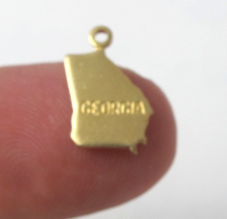 Engraved - Tiny Raw Brass Georgia State Charms (6X) (A409-A) - Etsy
