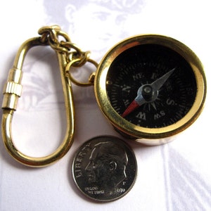 Raw Brass Working Compass Key Chain / Pendant 1X J606 - Etsy