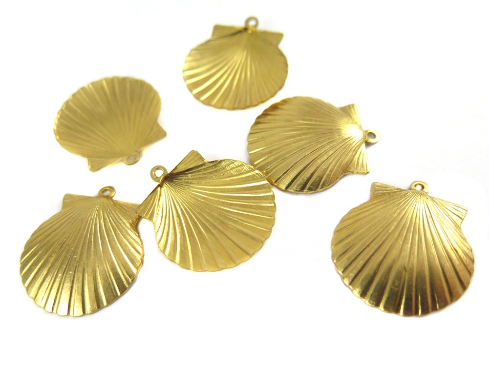 Raw Brass Sea Shell Charms 4x M863 | Etsy