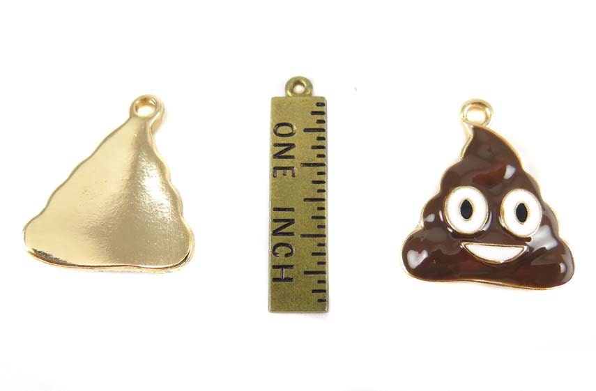 Gold Plated Smiling Poop Face Charms 2x K303-C | Etsy