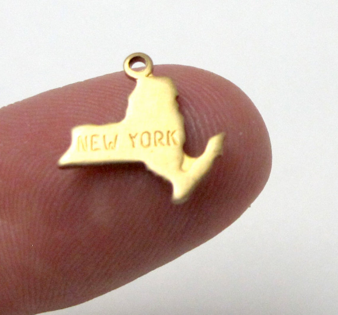 Blank Tiny Raw Brass New York State Charms 6X A431-1 | Etsy