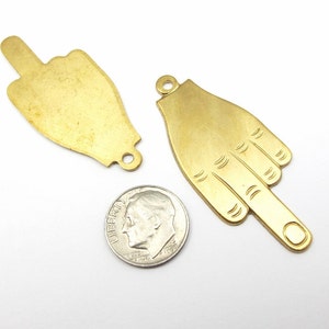 Large Brass Middle Finger Engraving Pendants 2X M709-A - Etsy
