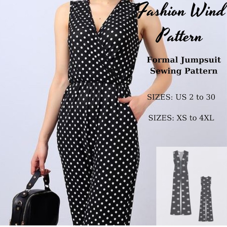 Formal Jumpsuit Sewing Pattern, Cottagecore Jumpsuit Sewing Pattern ...