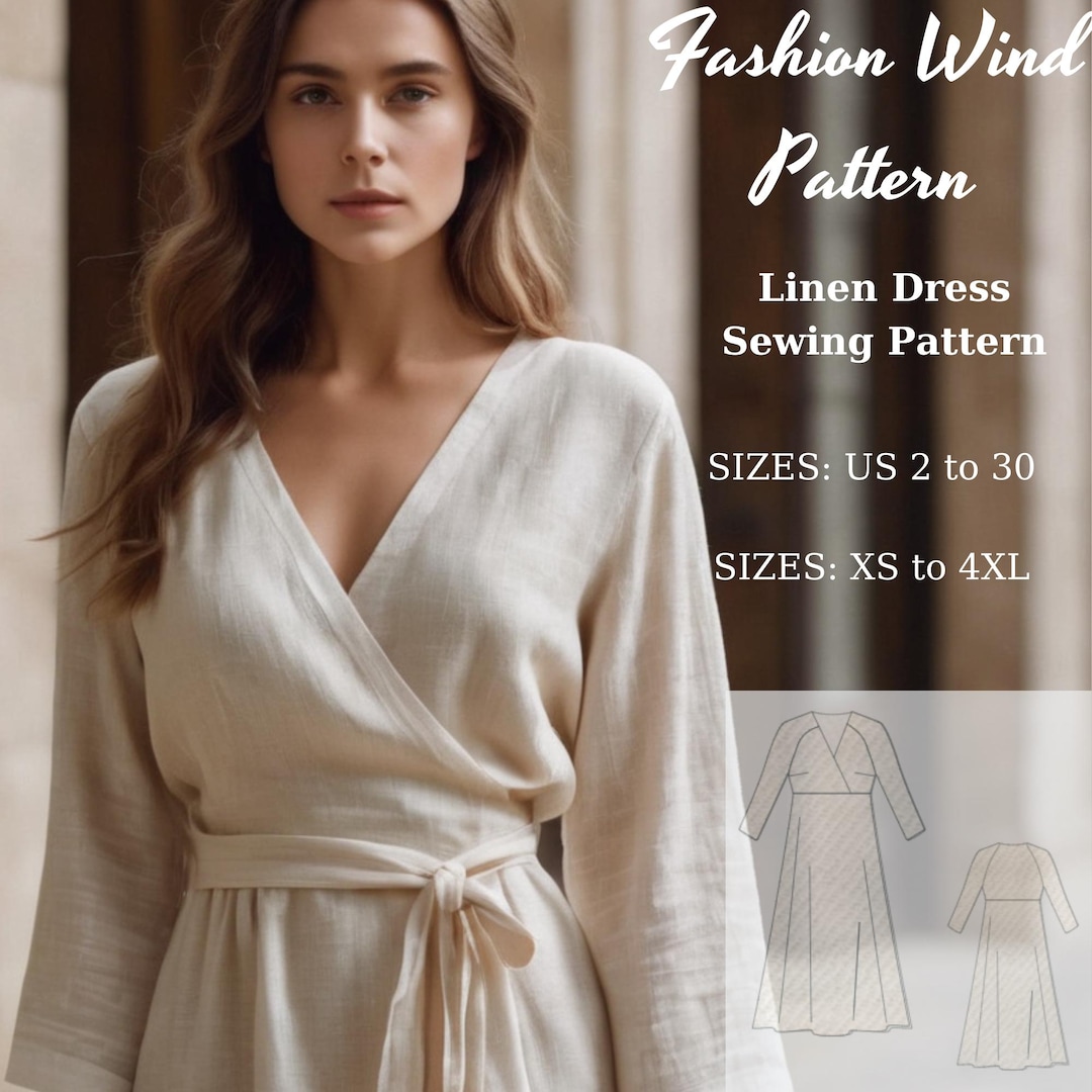 Linen Dress Sewing Pattern, Cottagecore Dress Sewing Pattern, Linen ...