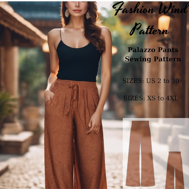 Palazzo Pants Sewing Pattern, Cottagecore Dress Sewing Pattern, Palazzo ...