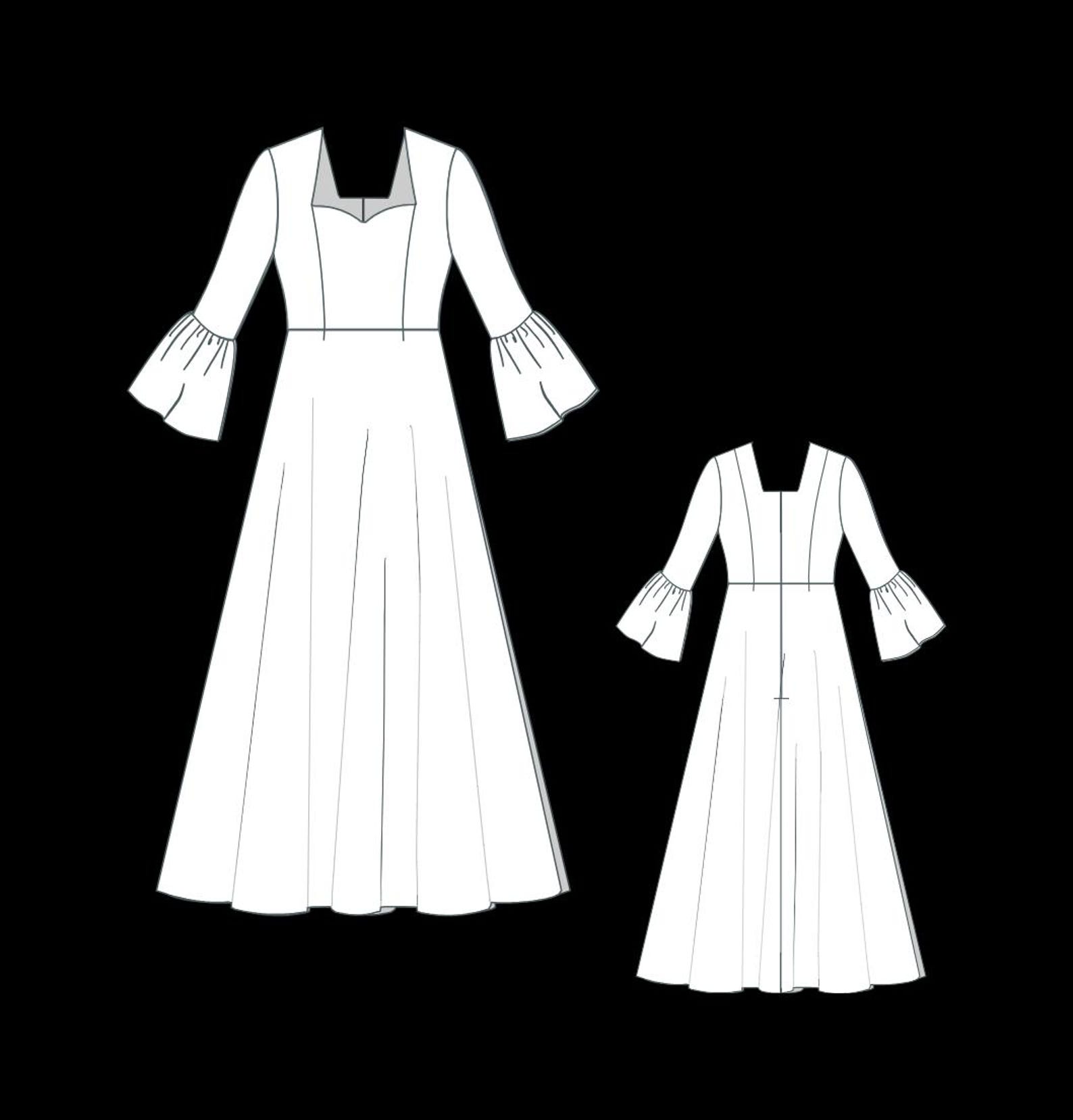 Gothic Witch Costume Dress Sewing Pattern: Fantasy Halloween (A4/US ...