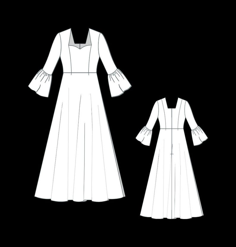 Halloween Costume, Gothic Witch Costume Dress Pattern, Fantasy Dress ...