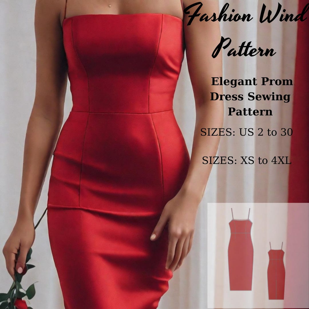 Elegant Prom Dress Sewing Pattern: XS-4XL (digital Download) - Etsy