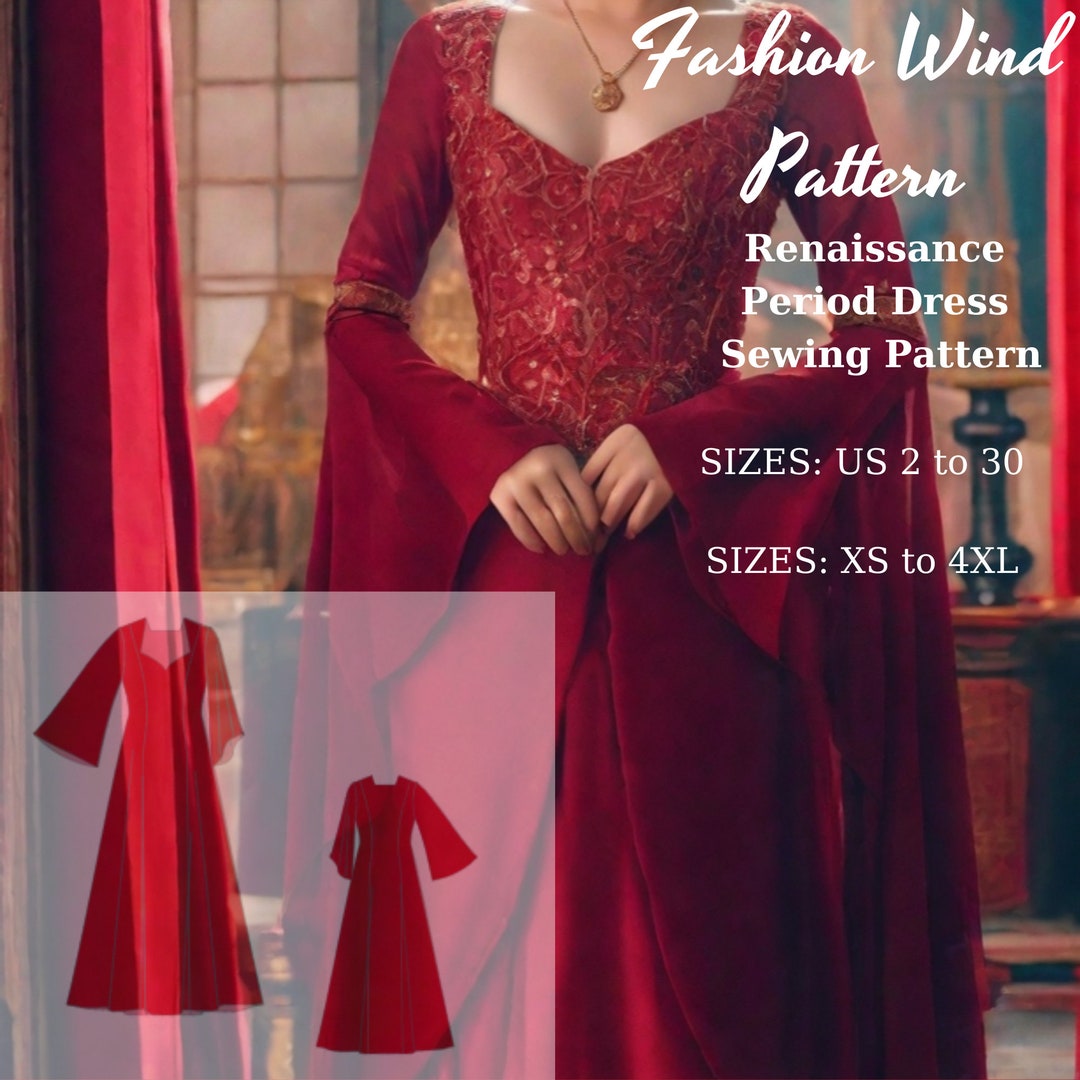 Renaissance Dress Sewing Pattern: Medieval Princess Gown (XS-4XL) (PDF ...