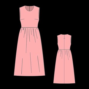 Empire Waist Dress Sewing Pattern: Cottagecore Circle Neck (A0-US-A4 ...