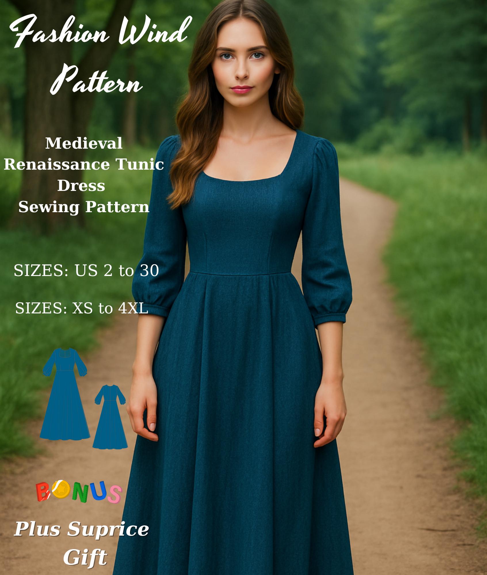 Renaissance Tunic Dress Sewing Pattern: Medieval Viking Gown (PDF ...