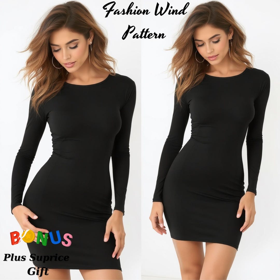 Bodycon Mini Dress Sewing Pattern: Stretch Pencil Dress (A0, A4-US ...