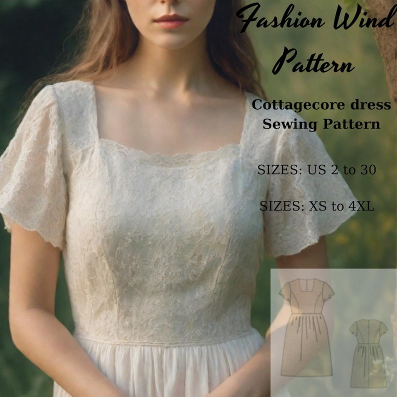 Cottagecore Dress Sewing Pattern, Sun Cottagecore Dress , XS-4XL - Etsy