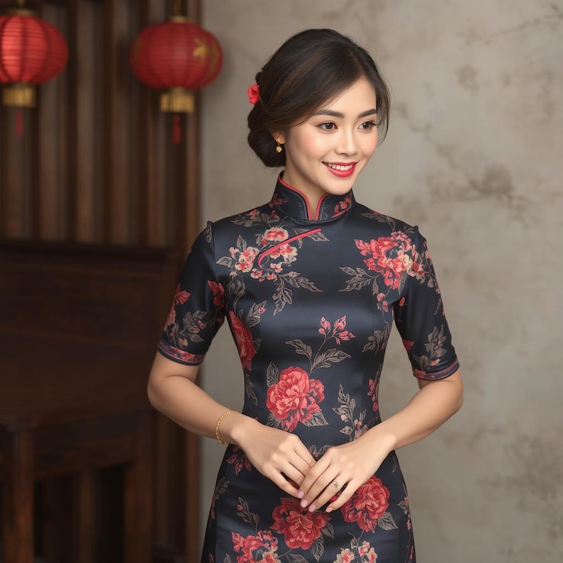Cheongsam Dress Sewing Pattern: Vintage Mandarin Collar (digital ...