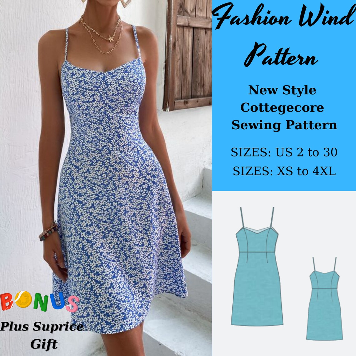 Cottagecore Dress Sewing Pattern, Sun Cottagecore Dress ,fairy Dress ...