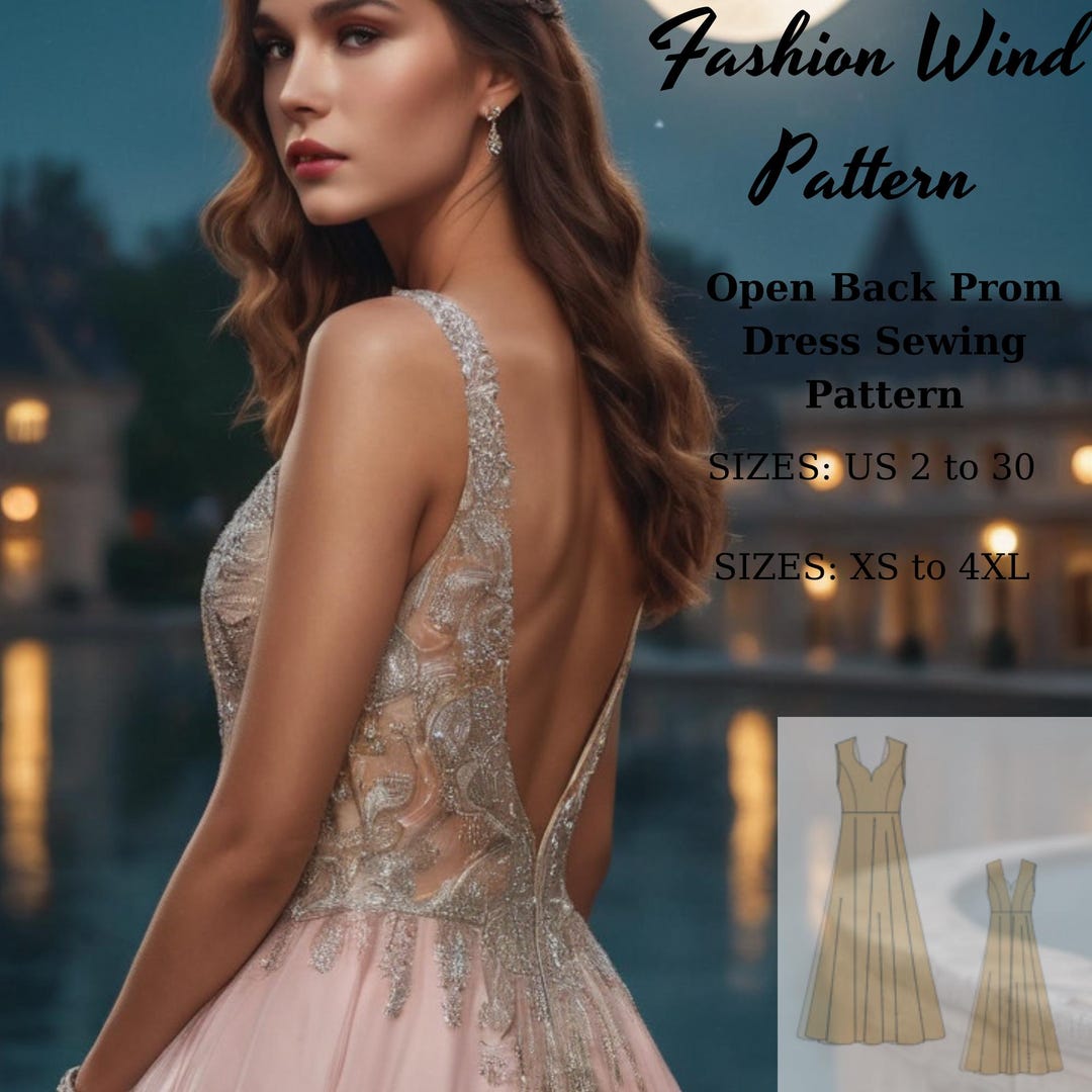 Prom Dress Sewing Pattern, Cottagecore Dress Sewing Pattern, Prom Dress ...