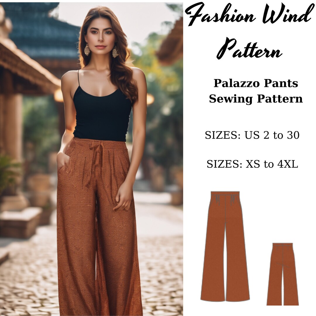 Palazzo Pants Sewing Pattern, Cottagecore Dress Sewing Pattern, Palazzo ...
