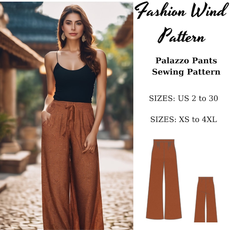 Palazzo Pants Sewing Pattern: Cottagecore Style (XS-4XL) (digital ...